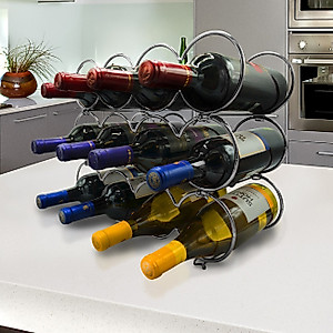 Sorbus® 3-Tier Stackable Wine Rack - Round Classic Style Wine Racks for Bottles - Perfect for Bar, Wine Cellar, Basement, Cabinet, Pantry, etc - Hold 12 Bottles, Metal (Round Silver)