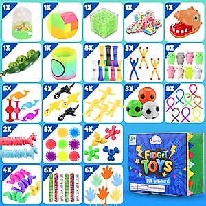 Fidget Toys 100 Pack,Big Pack Fidget Toys 100pcs for Kids,Best Fidget Sensory Toys Bulk,Classroom Treasure Box Toys,Party Favors Goodie Bags Filler, Easter Stocking Stuffers for Boys and Girls