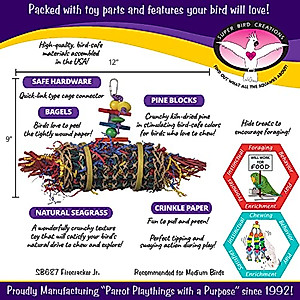 Super Bird Creations SB687 Firecracker Jr. Bird Toy, Medium Bird Size, 18" x 8"