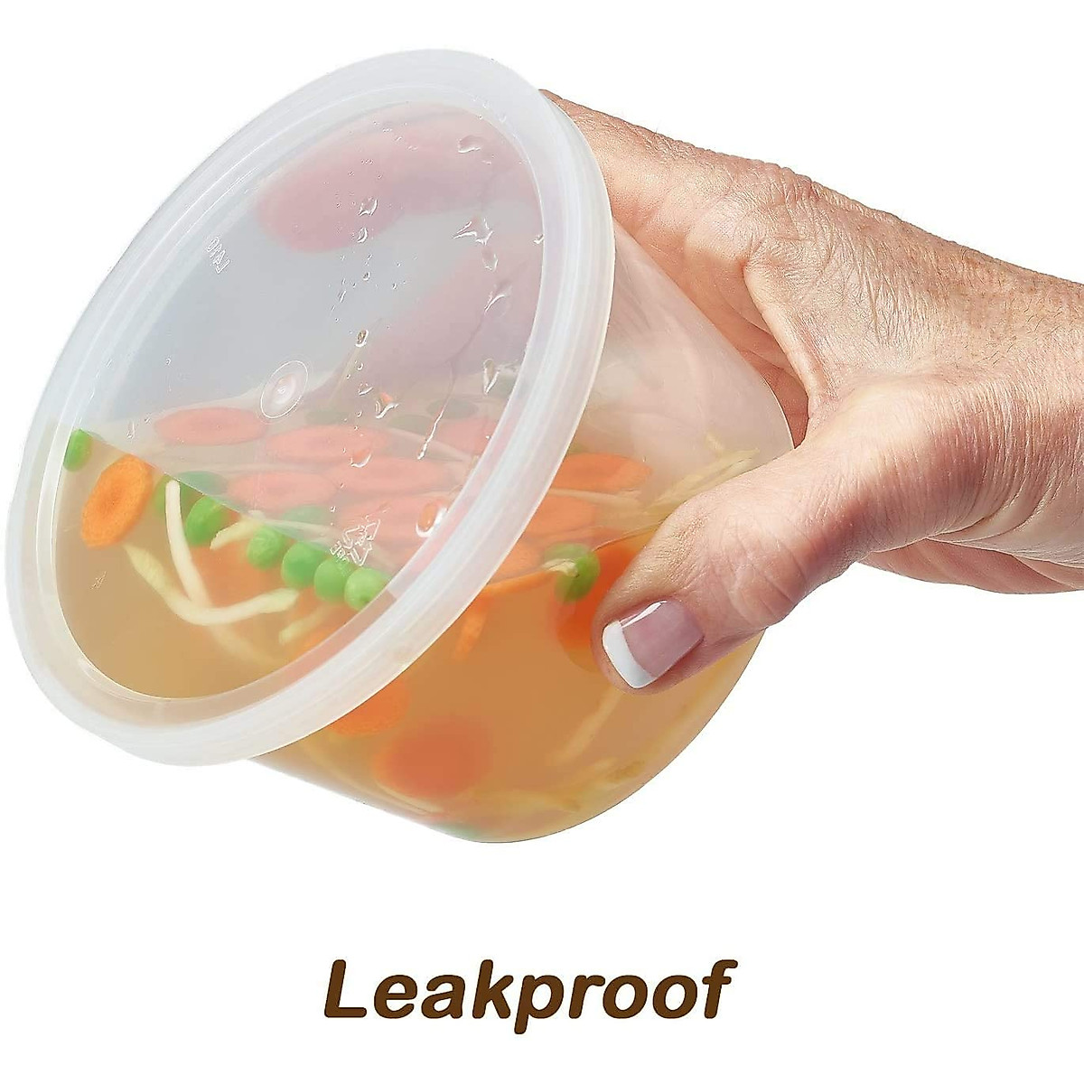 Nicole Fantini Deli Containers with Lids 16oz - Disposable Leakproof Food Storage Cups - Microwaveable Takeout Food Storage Containers Container - Set of 48