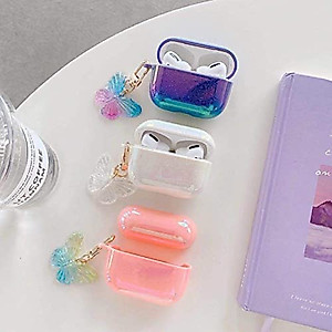 Luxury Liquid Sparkle Case Cover Designed for AirPods Pro 2nd Generation & AirPods Pro 1/ Cute Fashion Hard Shell Skin/Shiny Shock Absorbing Protective Skin with Keychain Penant (Coral Pink)