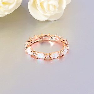 CiNily Gold Rings 14K Gold Plated Created Opal Rings for Women Engagement | Wedding | Eternity Bands Cubic Zirconia Promise Rings for Her Diamond Accents Ring Size 6-10.5