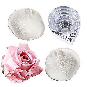 10 Pcs Austin Rose Cutter Set and 2 Pcs Rose Petals Shape Silicone Fondant Mold Veining Petal Sugar Flower Making Tool Cake Decorating Gumpaste Flowers Decor Kit