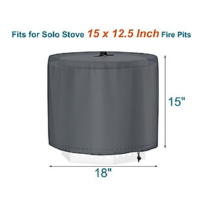 Fire Pit Cover for Solo Stove Bonfire 15" Fire Pit, 600D Heavy Duty Polyester Weatherpoof Cover for Solo Stove Yukon Professional Firepit Bonfire Shelter