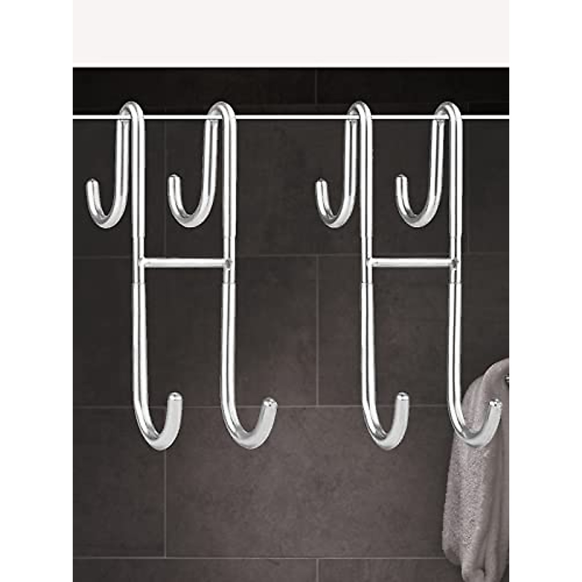 VIEDZMY 7 Inch Shower Door Hooks, 304 Stainless Steel Hanging Double Towel Hooks Shower Towel Holder Clothes Coat Robe Hooks for Bathroom Frameless Glass