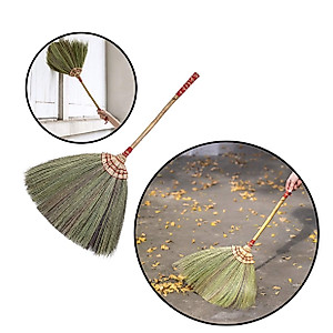 SN SKENNOVA - Asian Flower Grass Broom Witch Broom Bamboo Stick Handle Red or Green on Random