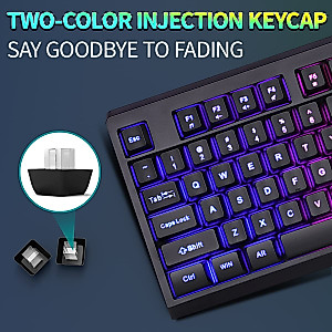 ZJFKSDYX C104 Wireless Gaming Keyboard and Mouse Combo - RGB Backlit, Mechanical Feel, Anti-ghosting, Rechargeable Battery, 7D 3200DPI Mice for Gamers