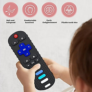 Silicone Baby Teething Toys, Teething Toys for Babies 3 6 18 24 Months, Baby Silicone Chew Toys,Remote Control Shape Teething Toys,BPA Free (Black)