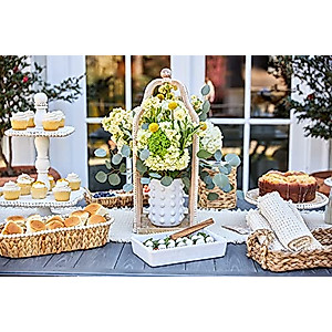 Mud Pie White Beaded Tiered Server, 20" x 13"