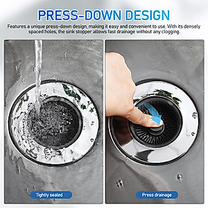 Kitchen Sink Drain Strainer Stopper - 3 in 1 Sink Drain Strainer Pop Up Sink Drain Stopper Anti-Clogging Kitchen Sink Strainer Basket for 75-90mm Sink Hole