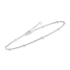 Ross-Simons 0.25 ct. t.w. Diamond Station Anklet in Sterling Silver. 9 inches