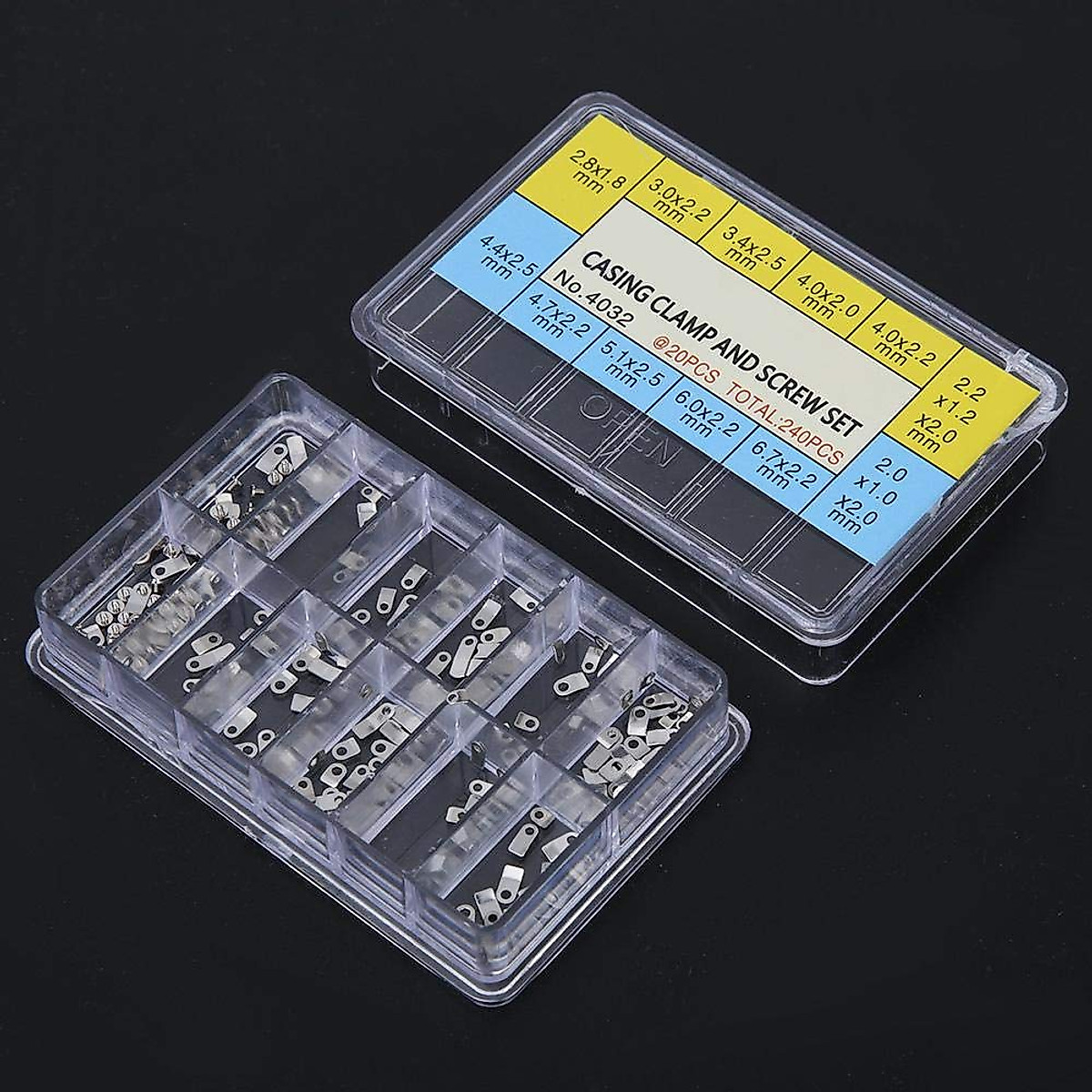 240pcs Watch Case Clamp Adapter Watch Crown Parts for 2824 2836 2846 Housing Movement Fixing Screw Washer