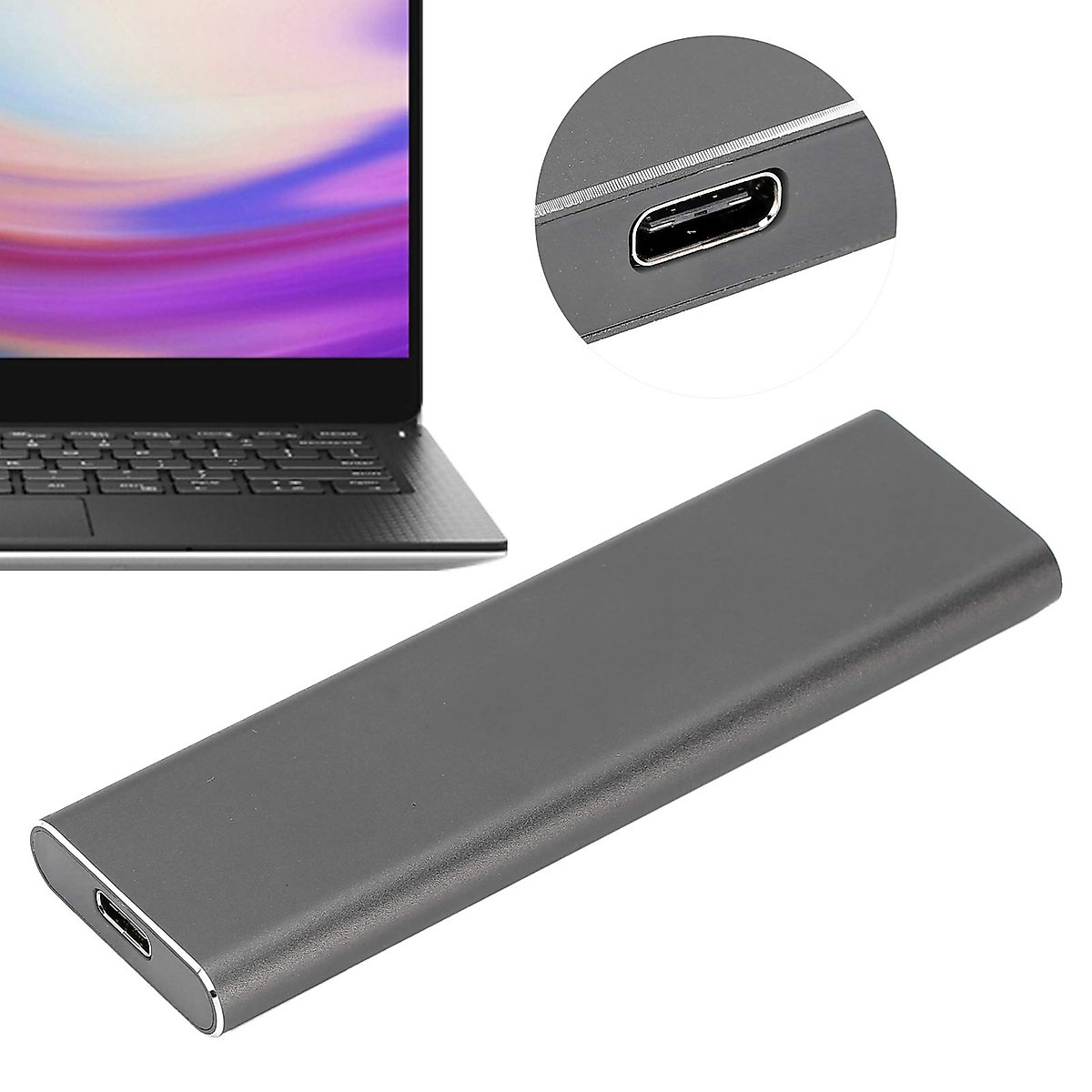 wendeekun Aluminum Portable External Solid State Drive SSD Hard Shell, Solid State Drive M.2 to USB3.1 NVME Key Adapter M2 SSD Hard Shell Computer Accessories,Sturdy and Wear-Resistant