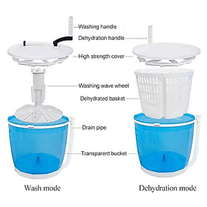 LPGY Portable Hand Cranked Manual Clothes Non-Electric Washing Machine and Spin Dryer, Counter Top Washer,Clean, Rinse & Spin, Apartments, or Student Dorm Room,Blue