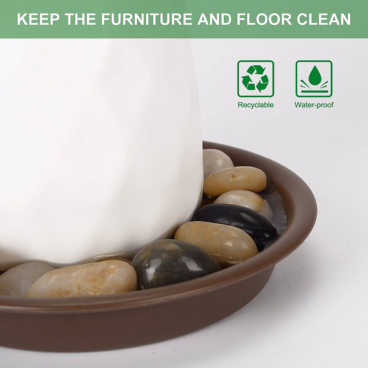 TITE Plant Saucer 16 inch,Heavy Large Planter Durable Thicker Plastic Plant Trays for Indoors and Outdoor,Plant Saucer Drip Trays,Brown (16 inch,Brown) Pack of 3