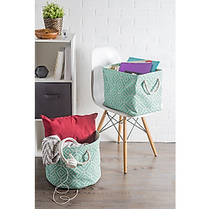 DII Collapsible Polyester Storage Bin, Stained Glass, Aqua, Large Rectangle