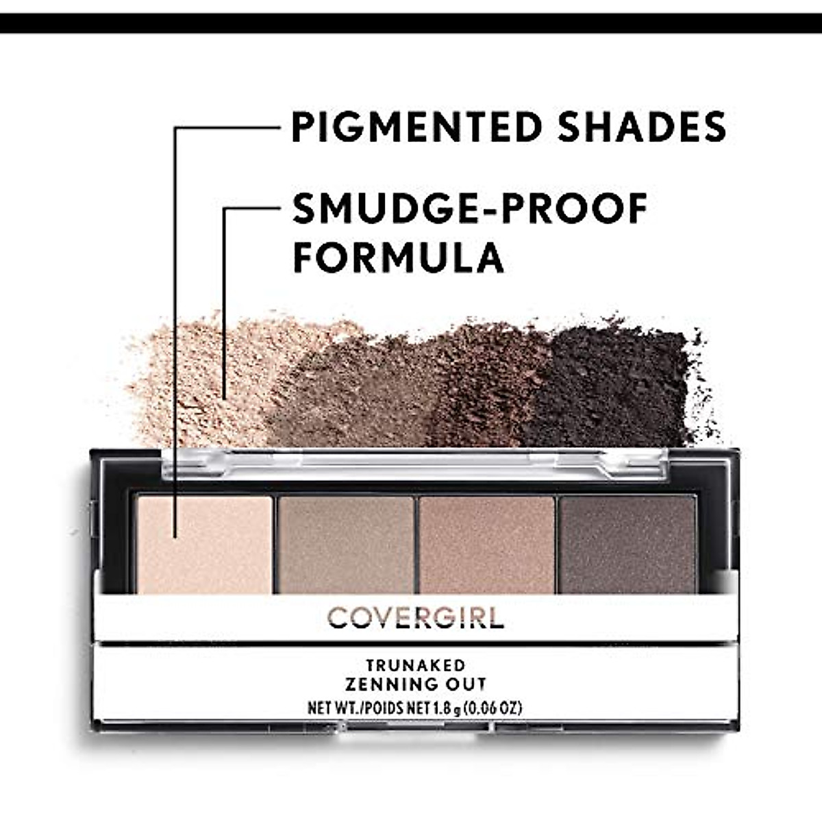 COVERGIRL TruNaked Quad Eyeshadow Palette, Zenning Out, 6 Shades, 0.06 Fl Ounces, Eyeshadow Palette, Eyeshadow, Eyeshadow Makeup, Shimmer Eyeshadow, Fade-Proof Formula, Pigmented Shades