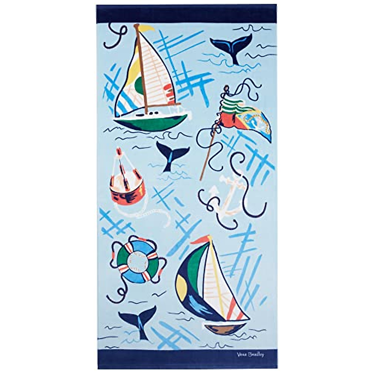 Vera Bradley Women's Double Sided Beach Towel, Really Regatta, One Size