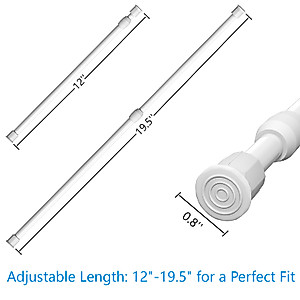 RV & Camper Adjustable Tension Rods 12"-19.5" - Essential Organizer Bars for Travel Trailers, Campers, and RVs Kitchens and Closets Must-Have, 6 Pack