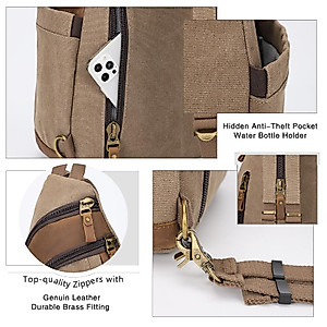 KL928 Canvas Sling Bag - Crossbody Backpack Shoulder Daypack Rucksack for Men Women Outdoor Cycling Hiking Travel