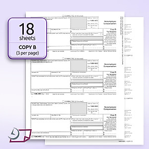 NextDayLabels - 1099-NEC Forms for 2024, 4-Part Tax Forms, Vendor Kit of 50 Laser Forms and 50 Self-Seal Envelopes, Forms Designed for QuickBooks, TFP and Other Accounting Software
