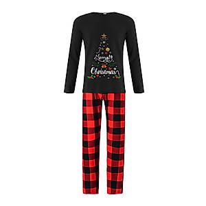 WakeUple Christmas Pajamas for Family Matching Christmas Pajamas Sets Classic Red Xmas Jammies for Woman Men Kids Baby Dog Woman