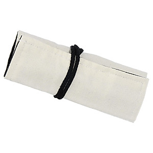 PATIKIL Handmade 12 Slots Roll Up Pencil Case, Canvas Pencil Wrap Pouch Pen Holder Organizer for Artist Drawing Coloring Sketching, White/Black