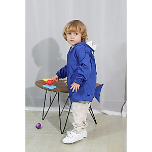 Toddler Baby Boy Girl Shark Raincoat Cute Cartoon Hoodie Zipper Coat Outfit (Blue, 3T)