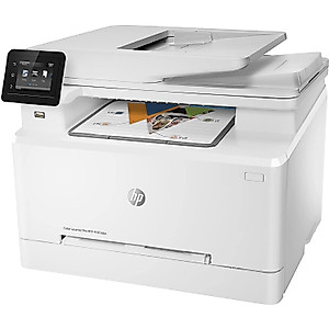 HP Color Laserjet Pro M283cdw Wireless All-in-One Laser Printer, 260-Sheet, 22ppm, 600x600DPI, Auto 2-Sided Printing, Remote Mobile Print, Print Scan Copy Fax, White, Durlyfish USB Printer Cable