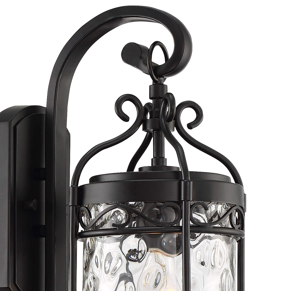 John Timberland Paseo European Country Outdoor Wall Light Fixture Matte Black 19" Clear Hammered Glass Decor for Exterior House Porch Patio Outside Deck Garage Yard Front Door Garden Home