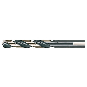 Cle-Line C23834 Heavy Duty Mechanics Length Drill, High Speed Steel, Black and Gold Finish, Straight Shank, 135-Degree Split Point, 1/8" Drill Diameter (Pack of 12)