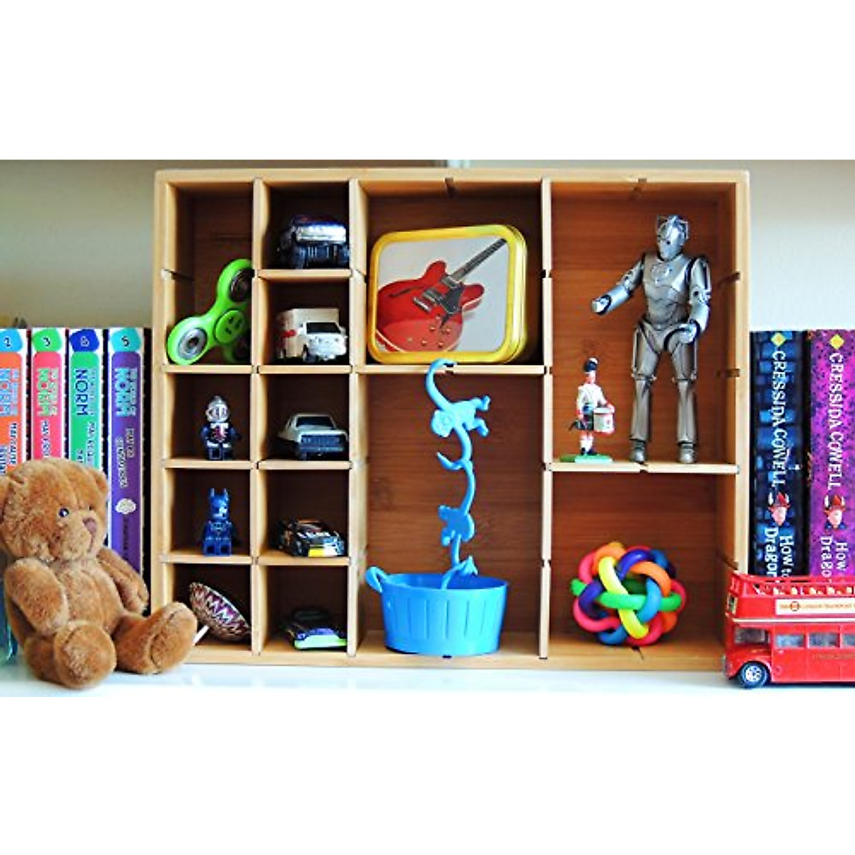 Cookbook People Multikeep Adjustable Shelf - Spice Rack, Floating Shelf, Figurine Shelf, Shadow Box or Drawer Organizer - for Wall Mount, Counter Top, Cabinet or Drawers - Bamboo Wood