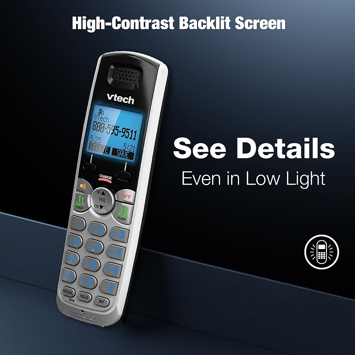 VTech DS6151-2 2 Handset 2-Line Cordless Phone System for Home or Small Business with Digital Answering System & Mailbox on each line, Silver