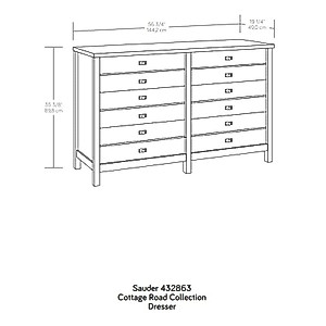 Sauder Cottage Road 6-Drawer Bedroom Dresser in Raven Oak, Raven Oak Finish