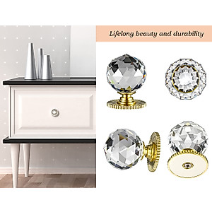 Stargallery Round Crystal Self Stick Knobs 1-3/5 Inch 40mm Diameter Crystal Knobs Cabinet Knobs Replacement Knob with Adhesive for Cabinet Mirror Cupboard Window Glass Sliding Door Drawer (2, Sliver)