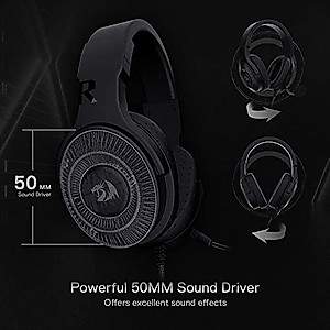 Redragon H350 RGB Wired Gaming Headset, Dynamic RGB Backlight - Stereo Surround-Sound - 50MM Drivers - Detachable Microphone, Over-Ear Headphones Works for PC/PS4/XBOX One/NS
