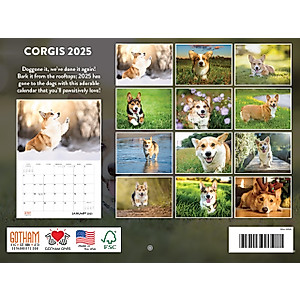 Corgi Calendar 2025 Corgi Gifts Pembroke Cardigan Welsh Monthly Wall Calender 12 Month | American Made In The USA
