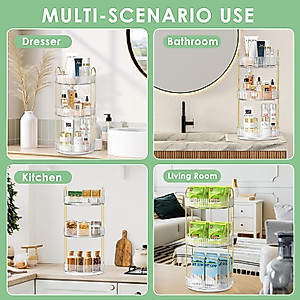 heesky 360 Rotating Makeup Organizer, 3-Tier Makeup Organizer Countertop for Vanity, Large Capacity Perfume Skincare Vanity Organizer, Bathroom Cosmetic Countertop Organizer for Dresser(Clear)