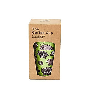 Eco Chic Reusable Thermal Coffee Cup | Stainless Steel Insulated Travel Mug with Leakproof Lid | Eco-Friendly and Reusable for Hot & Cold Drinks (Green Sheep, 380ml/13oz)