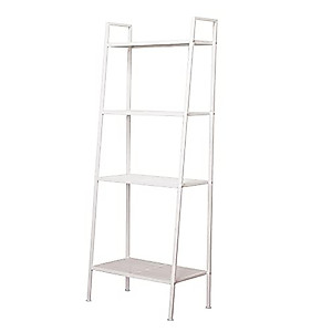 WEI WEI GLOBAL 4-Tier Ladder Shelf Bookcase - Metal Bookshelf - Open Shelf Display Rack Storage Organizer for Home, Office, Living Room, Bedroom, Kitchen, and Bathroom - White