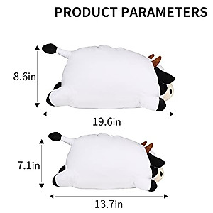 ROPELOK Giant Cow Stuffed Animals Plush Toy, Cow Plush Pillow, 19.6" Stuffed Cow Plush for Kids Children Xmas Birthday Gifts (Round Eyes)