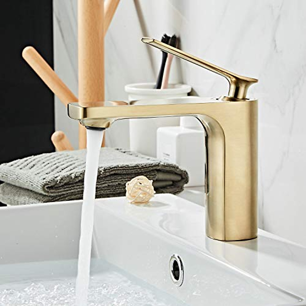 Modern Single Handle Bathroom Basin Faucet Laundry Vanity Sink Faucet Brushed Nickel Gold Finish Lavatory Faucet