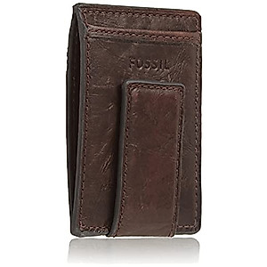 Fossil Men's Ingram Leather Magnetic Card Case with Money Clip Wallet, Brown, (Model: ML3235200)