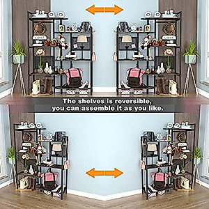 Gezen 6-Tier Industrial Bookshelf Wood Bookcase with Metal Frame, Tall Office Book Shelves Wooden Etagere Book Shelf, Open Storage Shelving Unit for Living Room/Study Room/Bedroom(Black Oak)