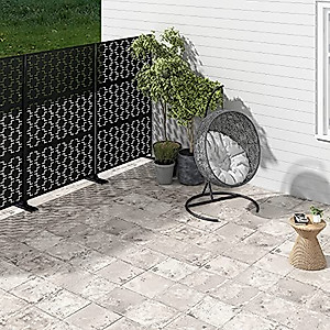 Elevens Room Divider Decorative Privacy Screen with Stand, Freestanding for Your Living Room,Metal Space Seperater,Black,Quadra