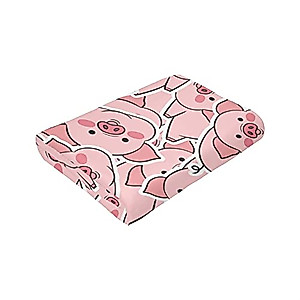 Cartoon Pink Pig Blanket Plush Lightweight Soft Flannel Fleece Throw Blankets Bedding for Bed Sofa Couch Living Room 60"x50"