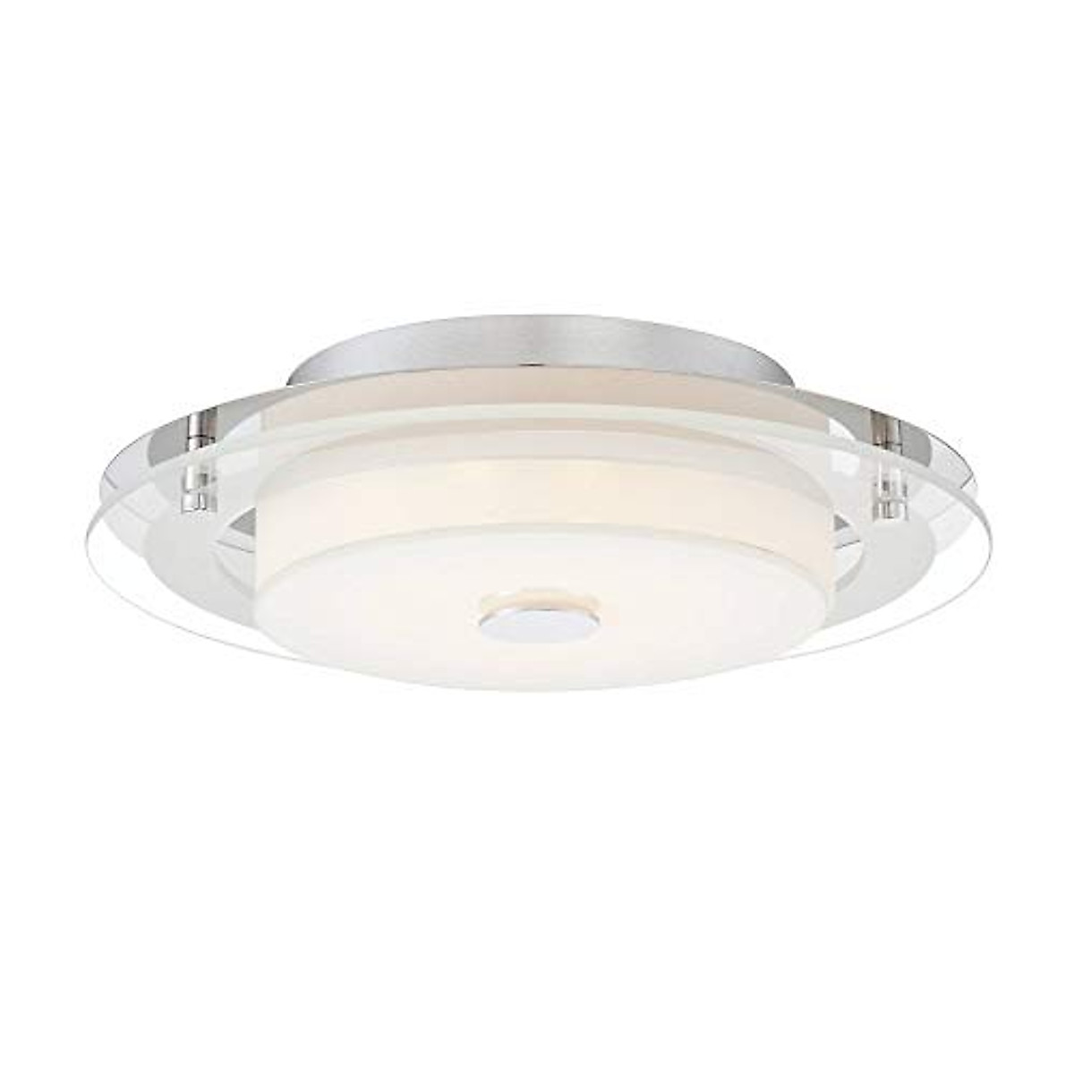 Possini Euro Design Clarival Modern Ceiling Light Flush-Mount Fixture 12 1/2" Wide Sleek Chrome Dimmable LED Clear Ring White Acrylic Diffuser for Bedroom Kitchen Living Room Hallway Dining House