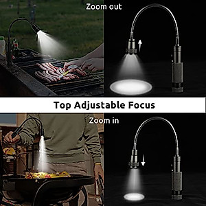 LED Work Light, 500 Lumen Flexible Gooseneck Flashlight with Magnetic Base, Adjustable Zoomable Grill Light, Job Site Light for Work Bench, Auto-Repairing, Reading, Emergency and BBQ