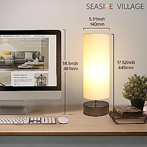Touch Control Nightstand/Table Lamp Bedside Minimalist Desk Lamp Modern Accent Dimmable Touch Light with Cylinder Lamp Shade Night Light for Bedroom Living Room Kitchen, E26 Bulb Included