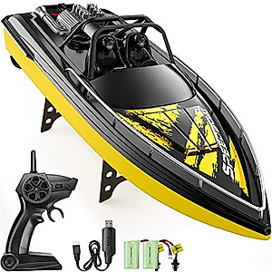 SYMA RC Boat for Adults and Kids, Q12 2.4GHz 1:28 Scale High-Speed Remote Control Boat with 40 Mins Play Time, Dual Motors, 2 Batteries, Low Battery Reminder, Gift Toys for Boys Girls